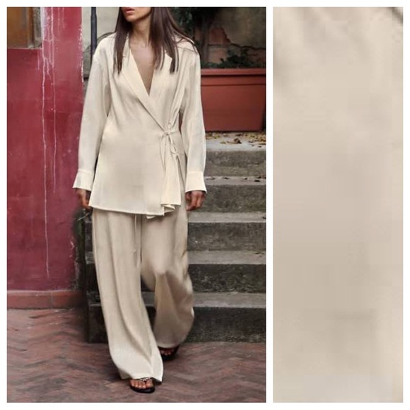 Zara | Jackets & Coats | Nwt Zara Sand Viscose Blend Shimmery ...